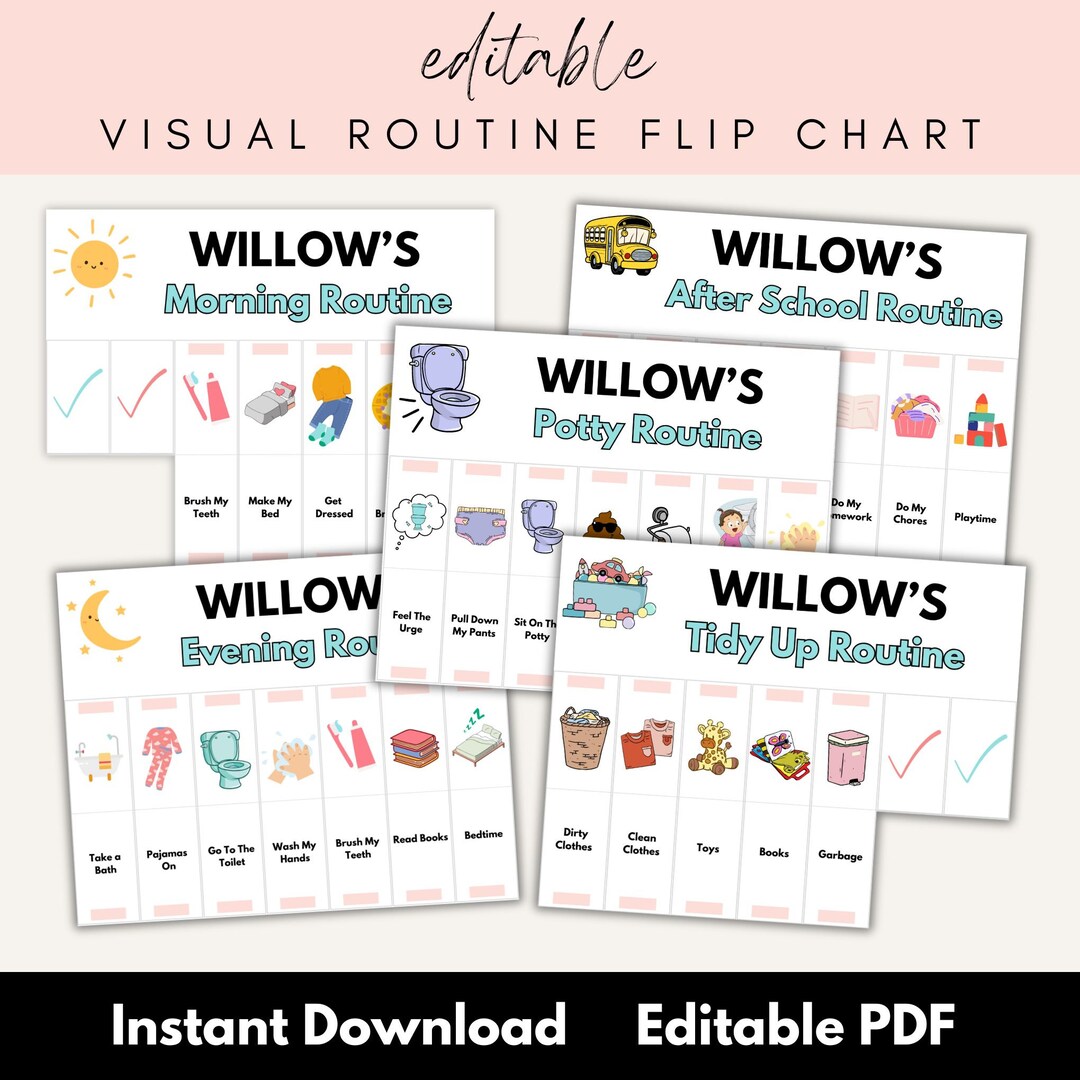 Daily Routine Flip Chart Bundle Morning Routine Chart After - Etsy