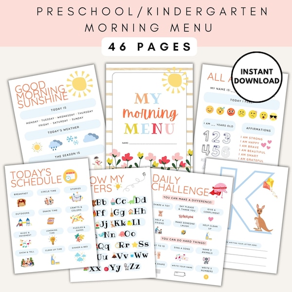 Preschool Morning Menu Printable, Homeschool Preschool, Preschool ...