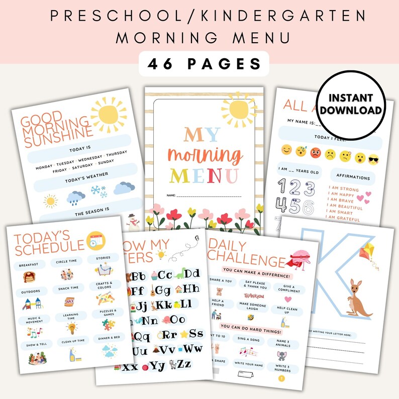 Preschool Morning Menu Printable, Homeschool Preschool, Preschool ...