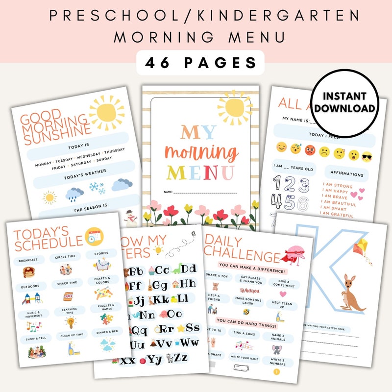 Printable Homeschool Morning Menu - Etsy