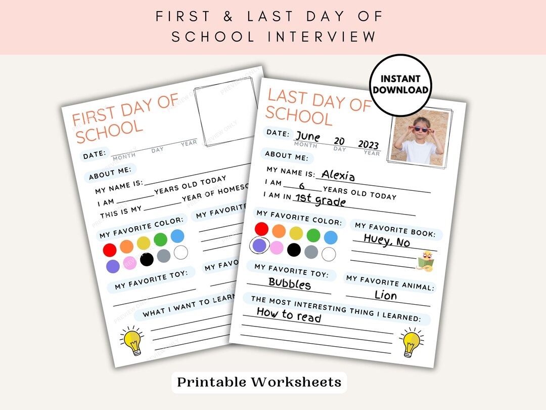 First Day & Last Day of School Interview, Preschool Morning Menu ...
