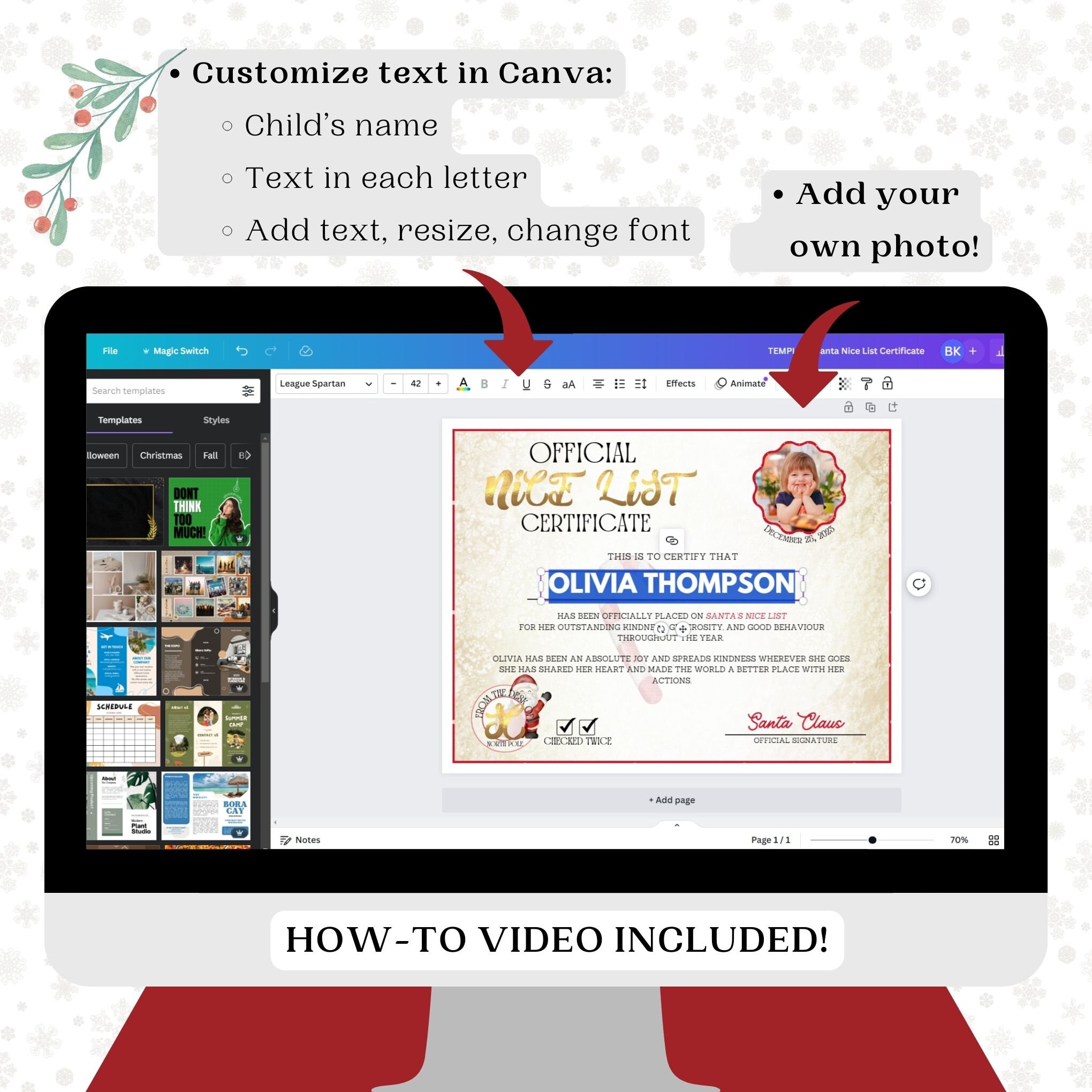 Official Nice List Certificate Printable Editable Santa - Etsy