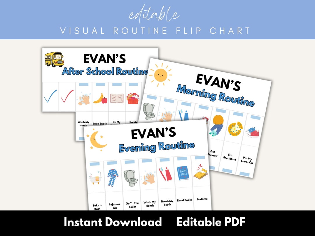 Tabla de rutinas visuales para niños: Mañana, después de la escuela ...
