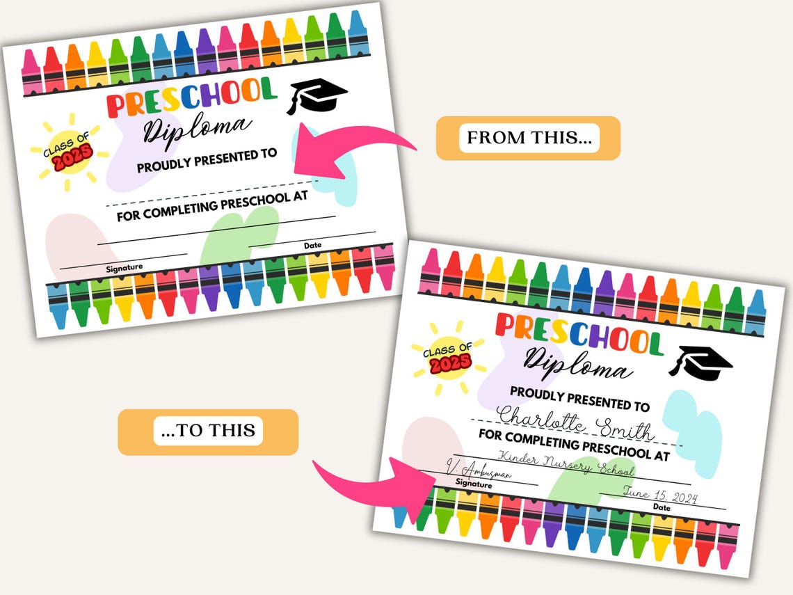2025 Preschool Graduation Diploma, Preschool Diploma Printable ...