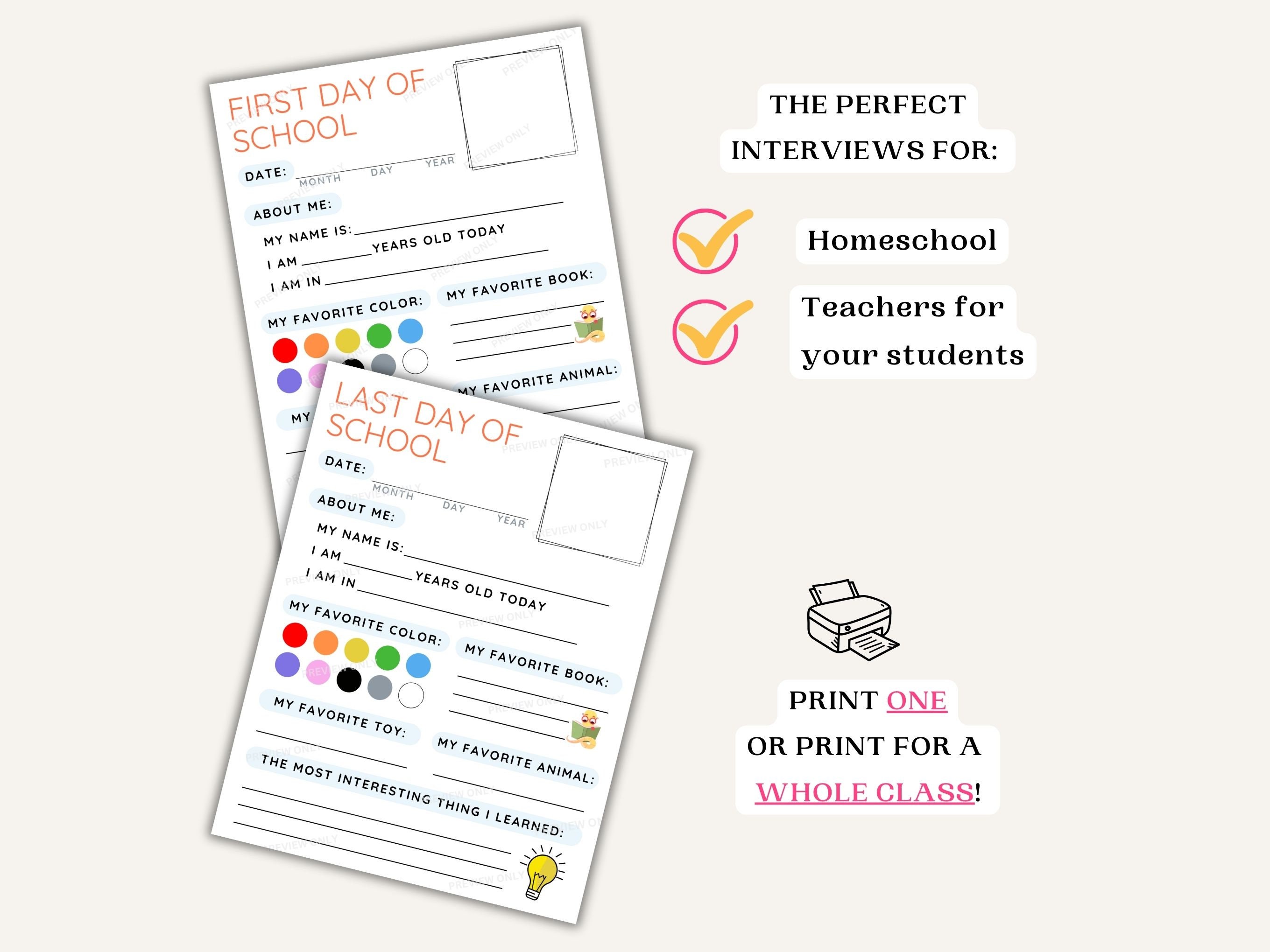 First Day of School & Last Day of School Interview, Preschool Morning ...