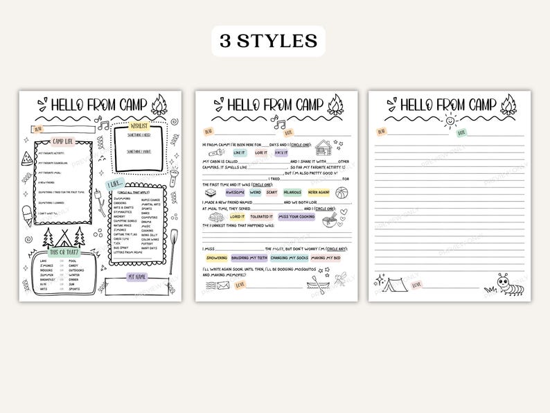 Printable Camp Letters, Summer Camp Letter, Fill-in-the-blank Camp ...