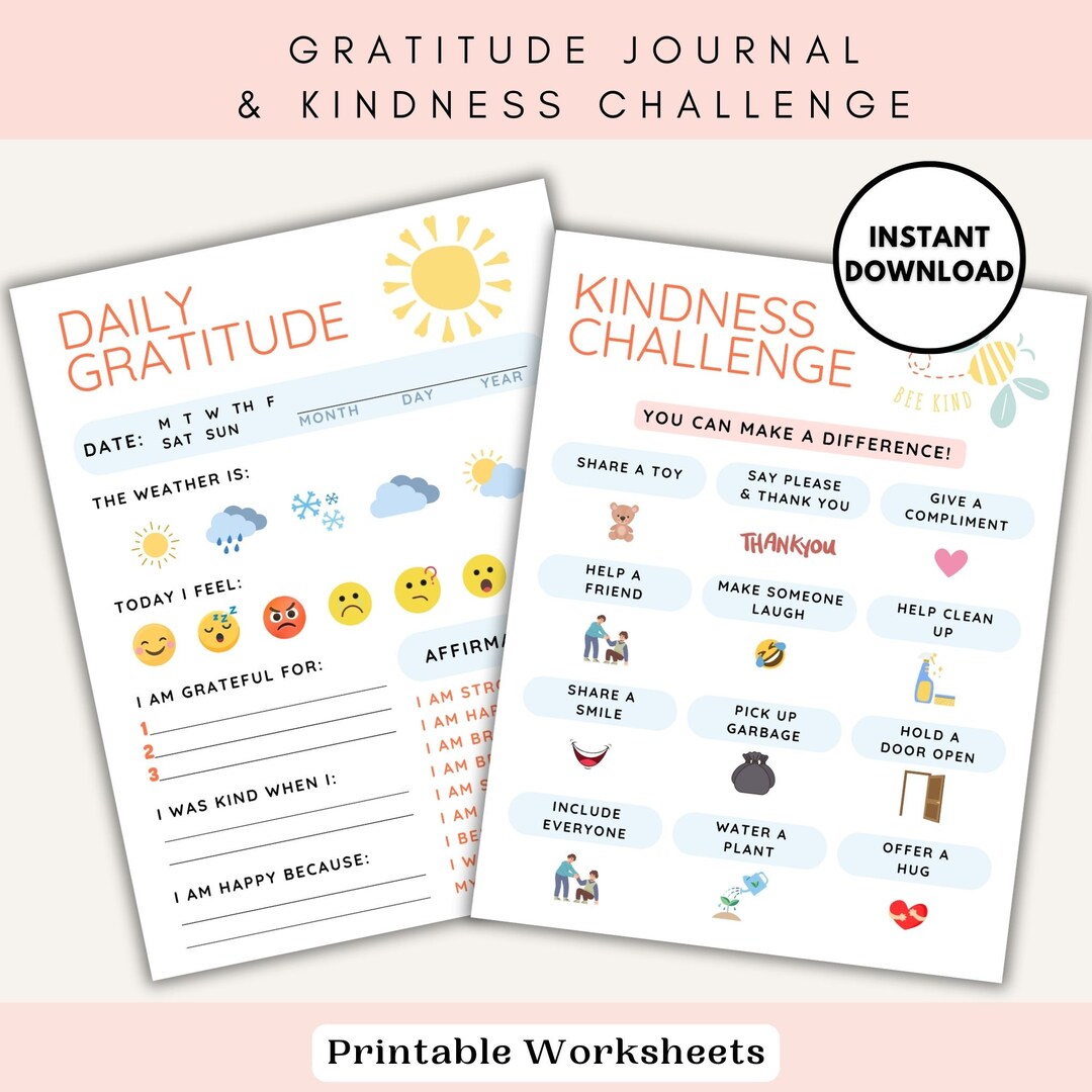 Kids Gratitude Journal Printable, Kids Mindfulness Worksheet Download ...