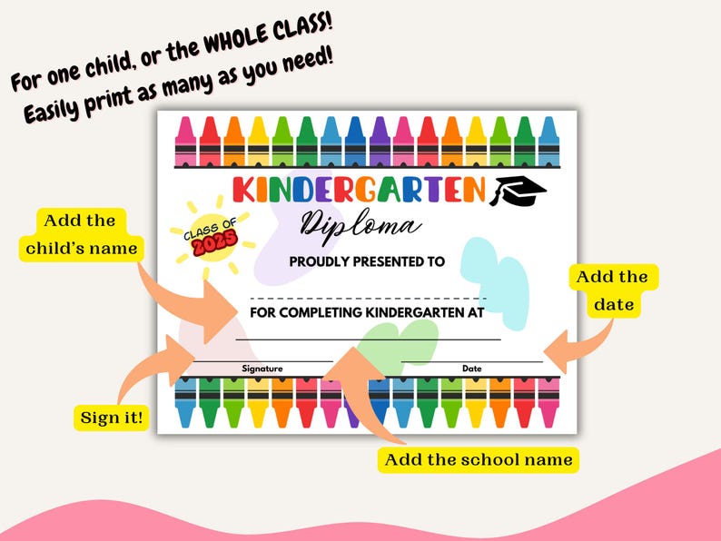 2025 Kindergarten Graduation Diploma, Kindergarten Diploma Printable ...