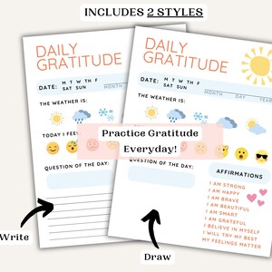 Kids Gratitude Journal Printable Activity, Kids Mindfulness Worksheet ...