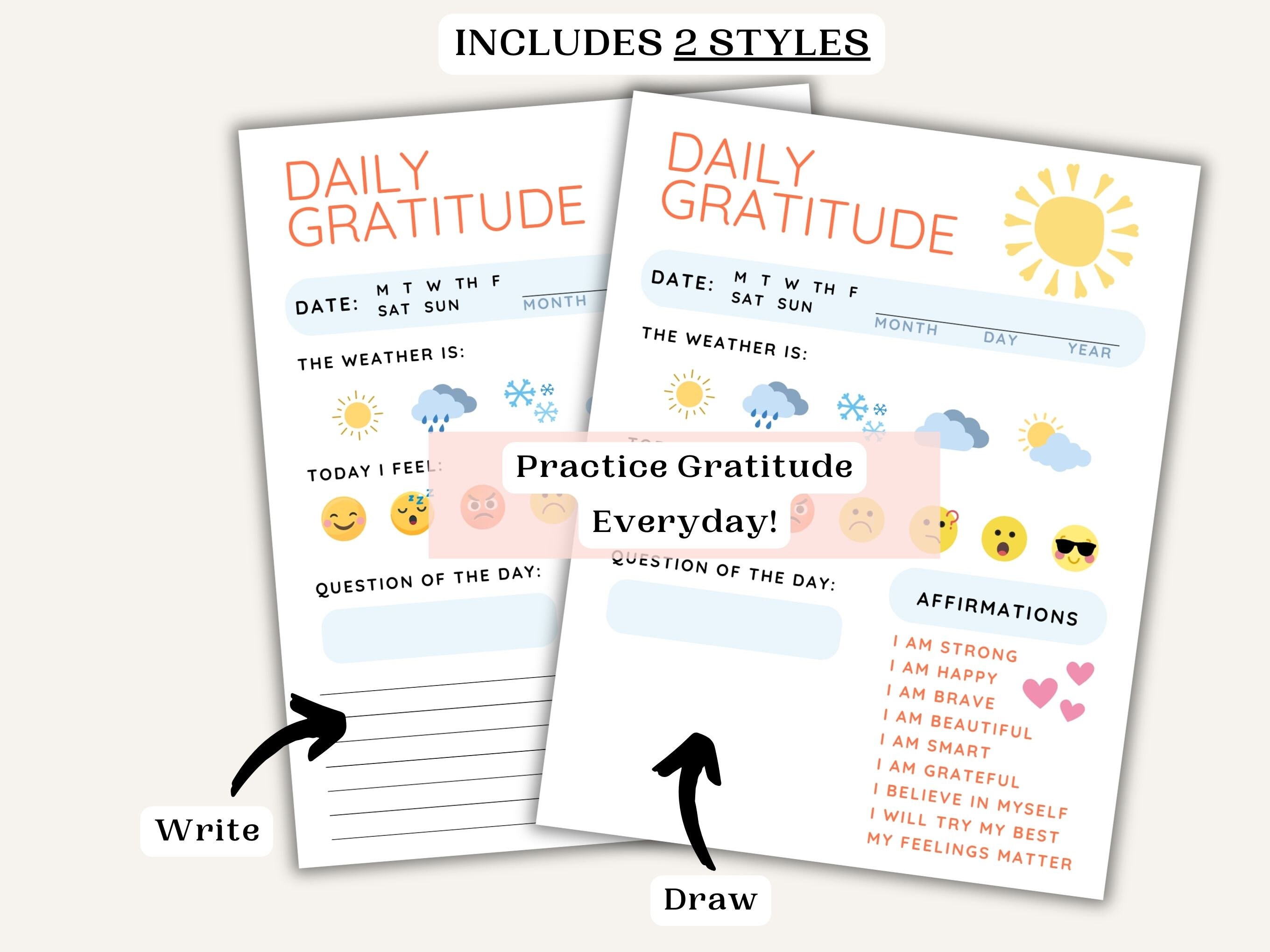 Kids Gratitude Journal Printable Activity, Kids Mindfulness Worksheet ...