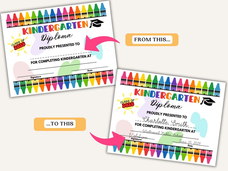 2025 Kindergarten Graduation Diploma, Kindergarten Diploma Printable ...