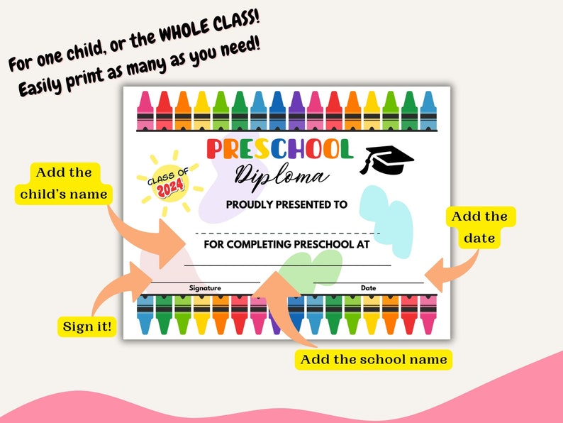 2024 Preschool Graduation Diploma, Preschool Diploma Printable ...