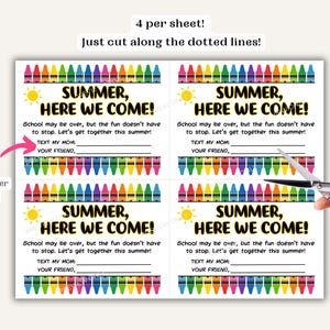 Playdate Cards Printable, Kids Summer Contact Cards, Kids Calling Cards ...