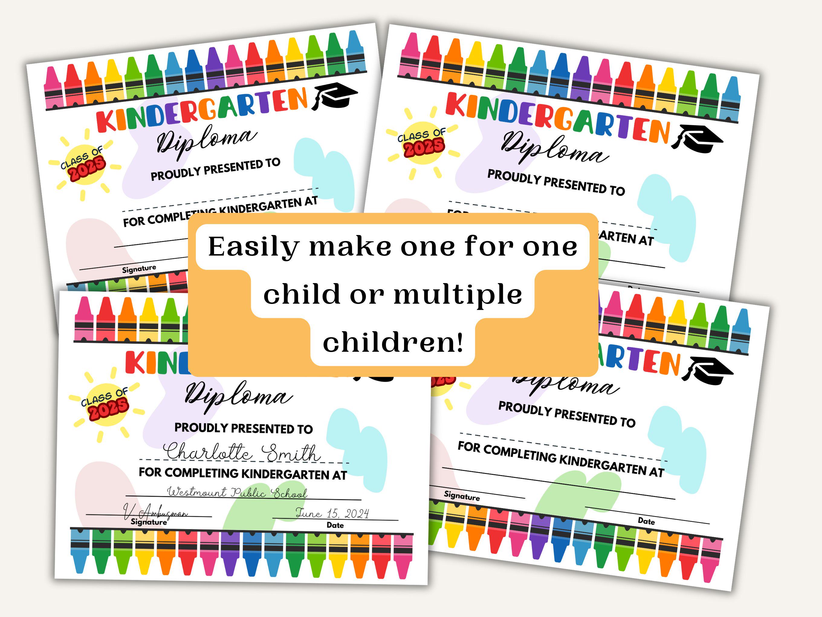 2025 Kindergarten Graduation Diploma, Kindergarten Diploma Printable ...