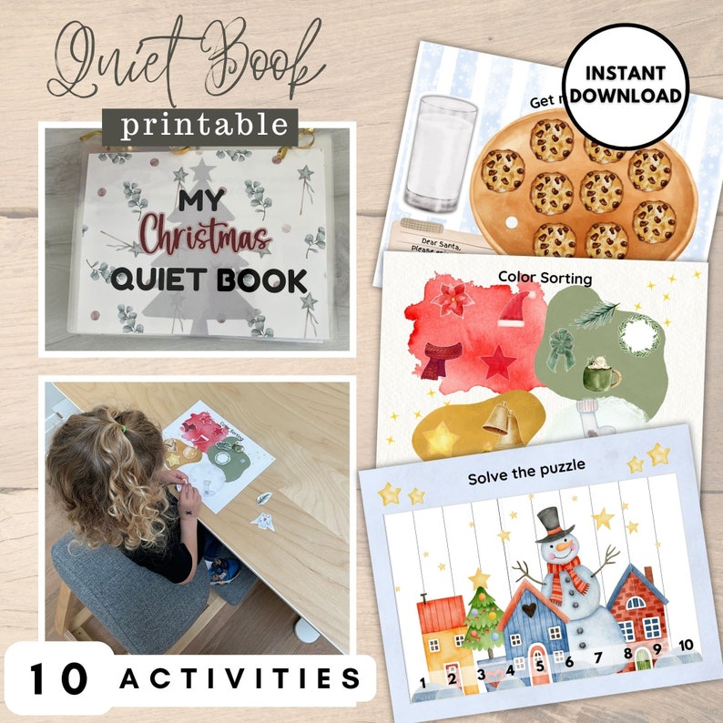Christmas Quiet Book Pages Printable Paper Quiet Book, Last Minute ...