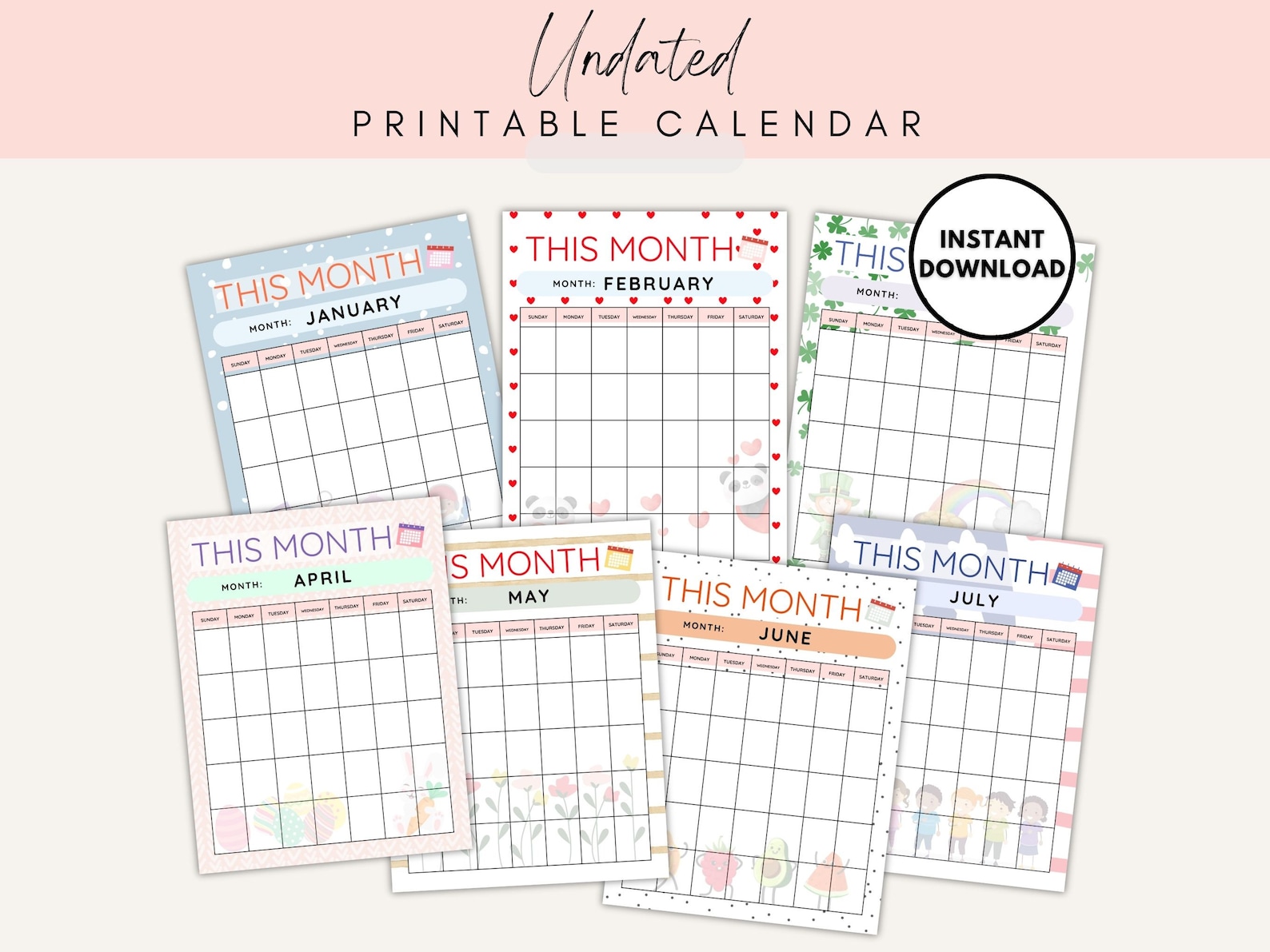 Printable Kids Calendars Undated, Preschool Morning Menu Printable ...