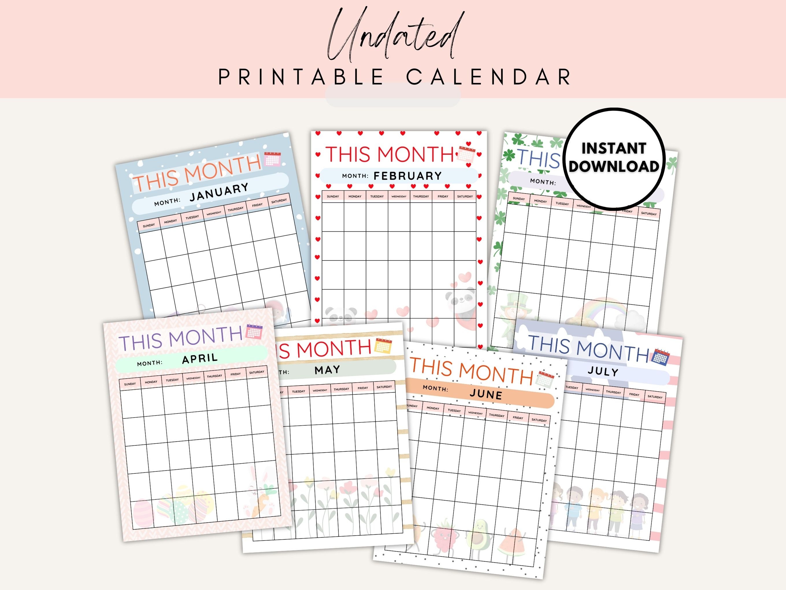 Printable Kids Calendars Undated, Preschool Morning Menu Printable ...