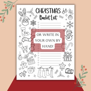 Christmas Bucket List Printable, Christmas Coloring, Christmas ...