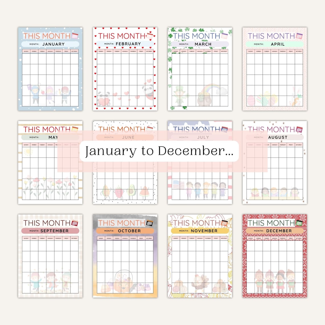 Printable Kids Calendars Undated, Preschool Morning Menu Printable ...