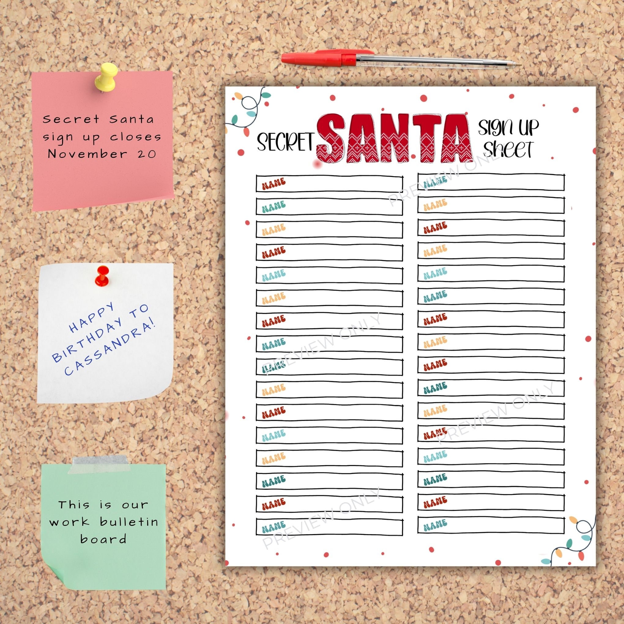 Secret Santa Questionnaire Printable, Christmas Party, Family Secret ...