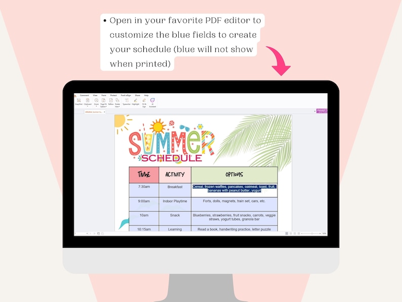 Summer Schedule Editable PDF, Summer Bucket List, Summer Checklist ...