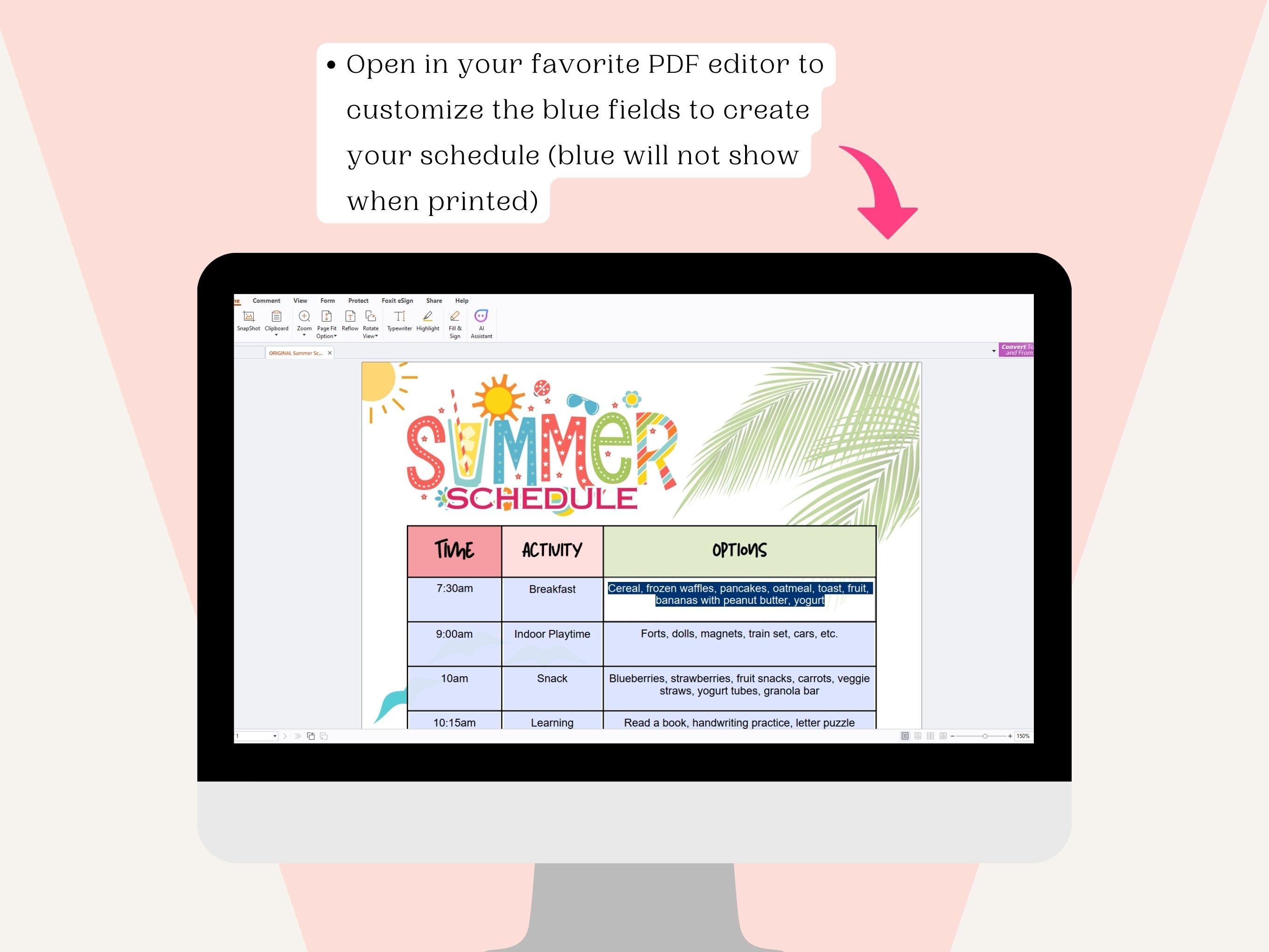 Summer Schedule Editable PDF, Summer Bucket List, Summer Checklist ...