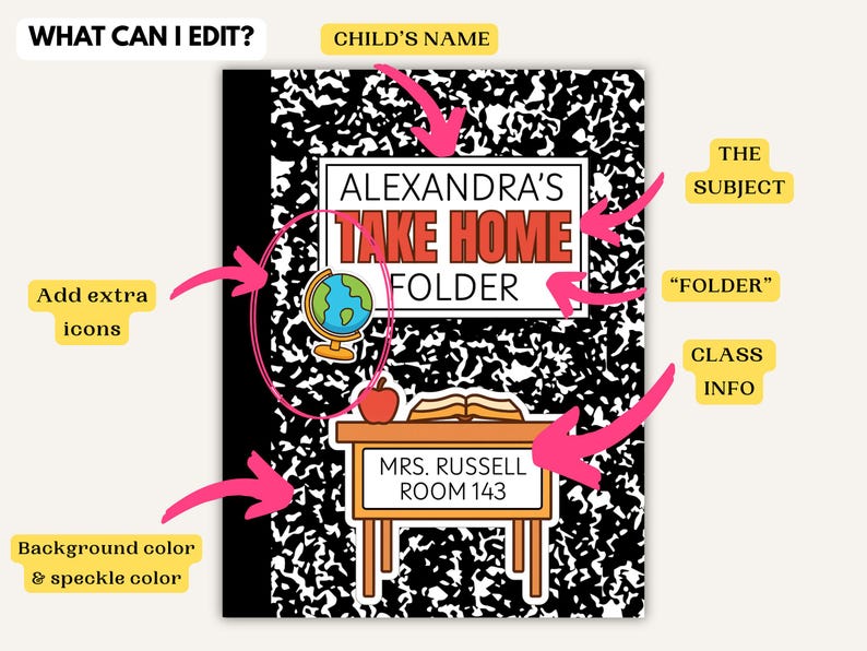 Editable Student Folder Covers, Printable Take Home Folder, Homework ...