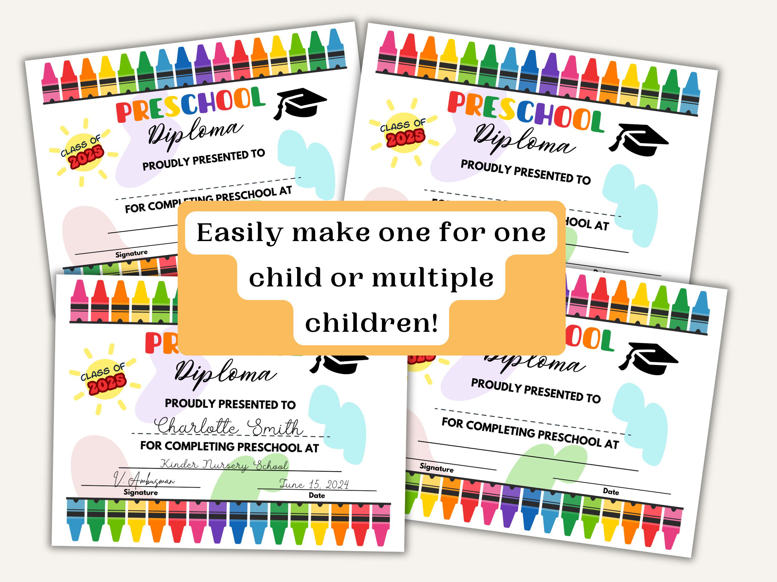 2025 Preschool Graduation Diploma, Preschool Diploma Printable ...
