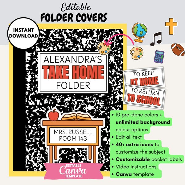 Homework Folder Cover - Etsy