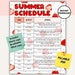 Summer Schedule Editable PDF, Summer Bucket List, Summer Checklist ...