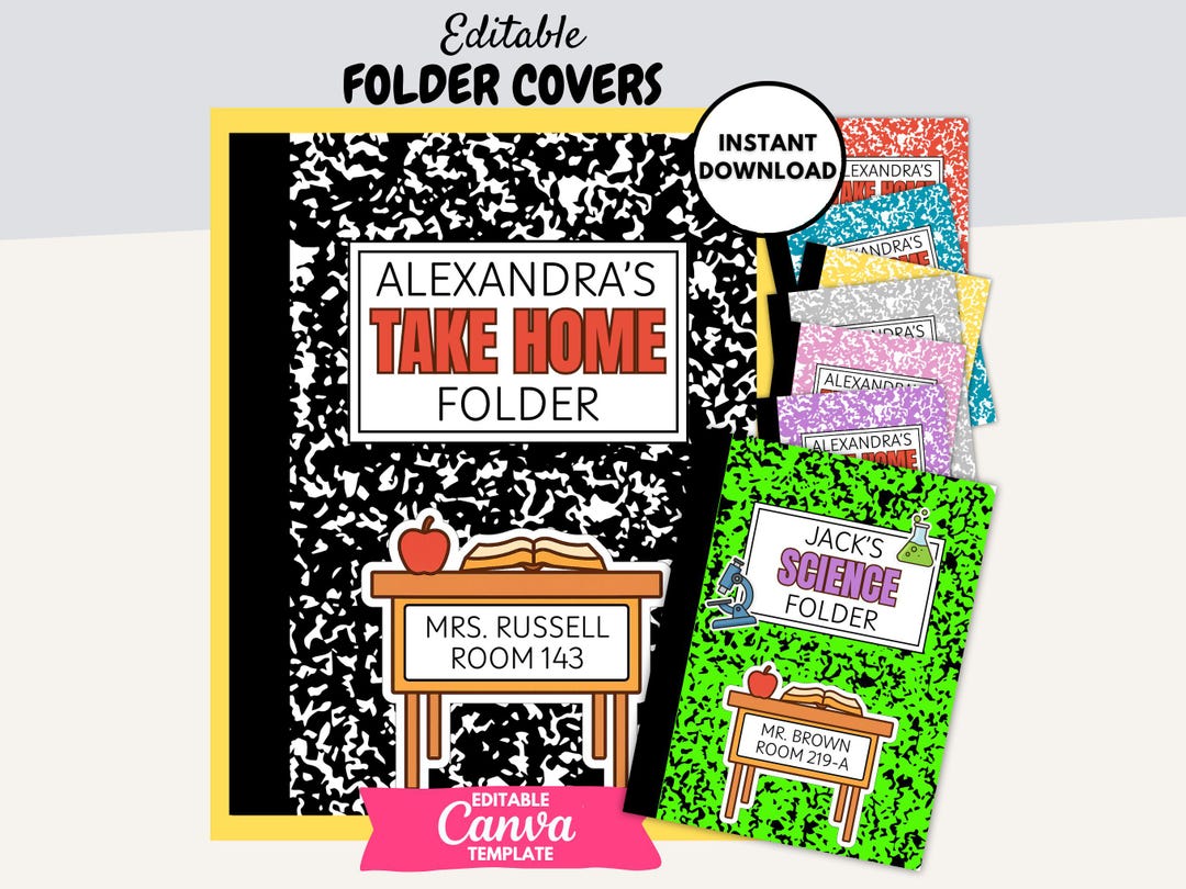 Editable Composition Notebook Folder Covers: Classroom Organization ...