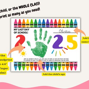 Last Day of School Sign Handprint Art 2025, DIY Printable Handprint Art ...