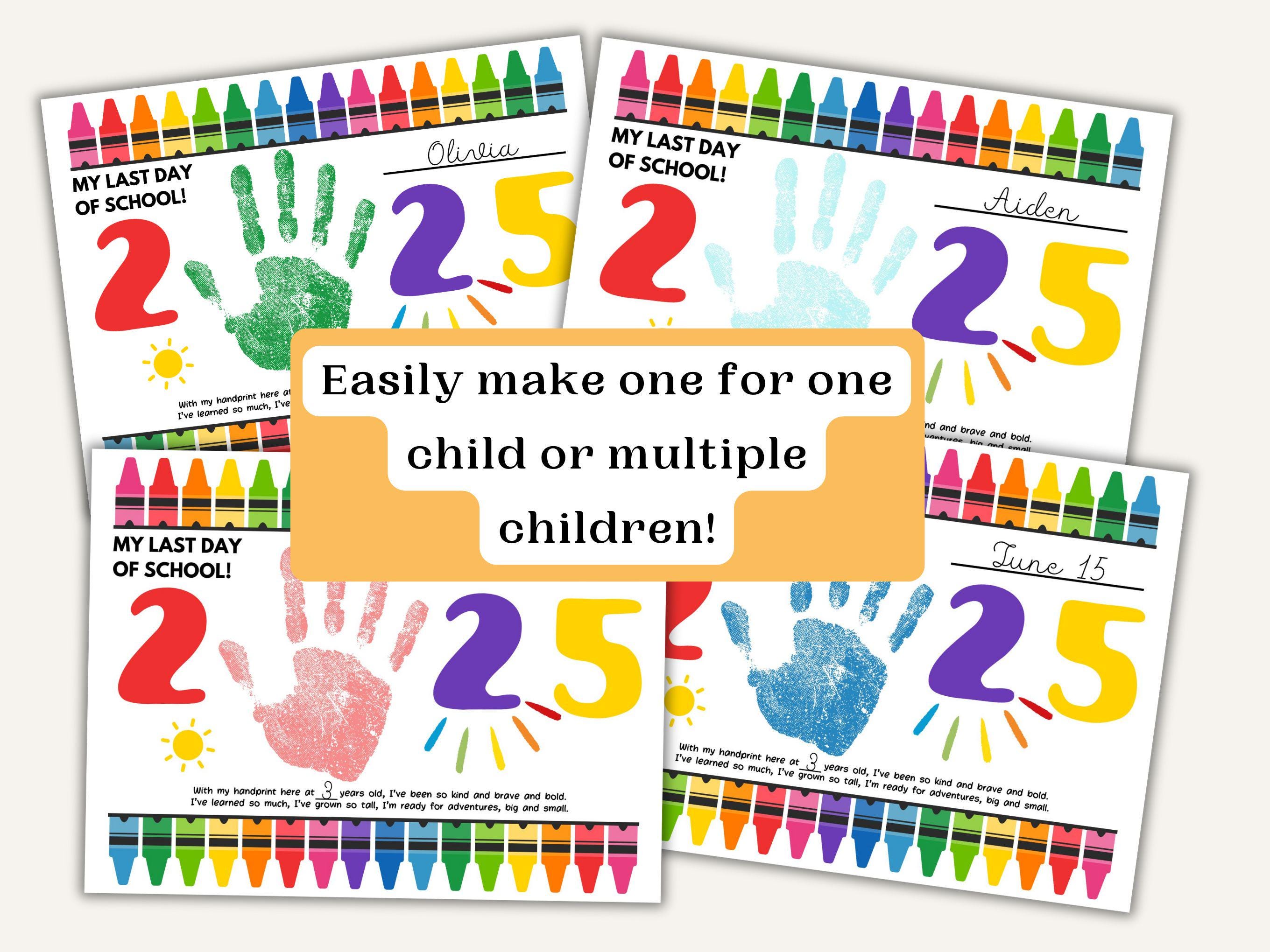 Last Day of School Sign Handprint Art 2025, DIY Printable Handprint Art ...