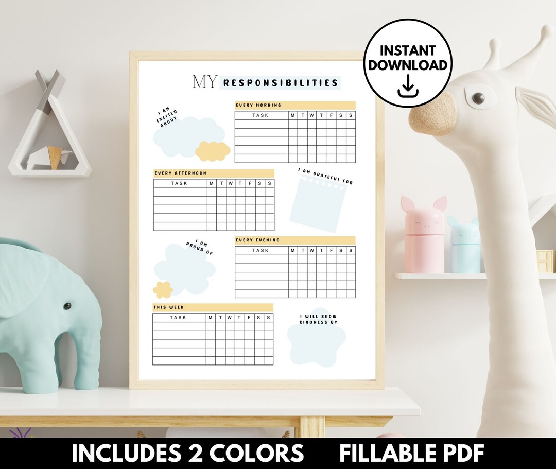 My Responsibilities Chore Chart for Kids Family Chore Chart - Etsy