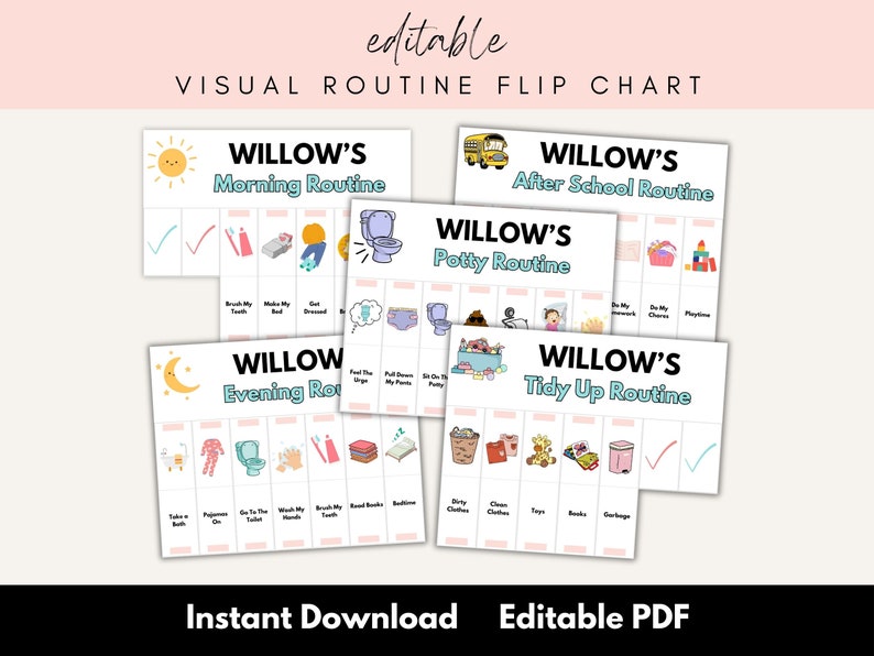 Daily Routine Flip Chart Bundle Morning Routine Chart, After School ...