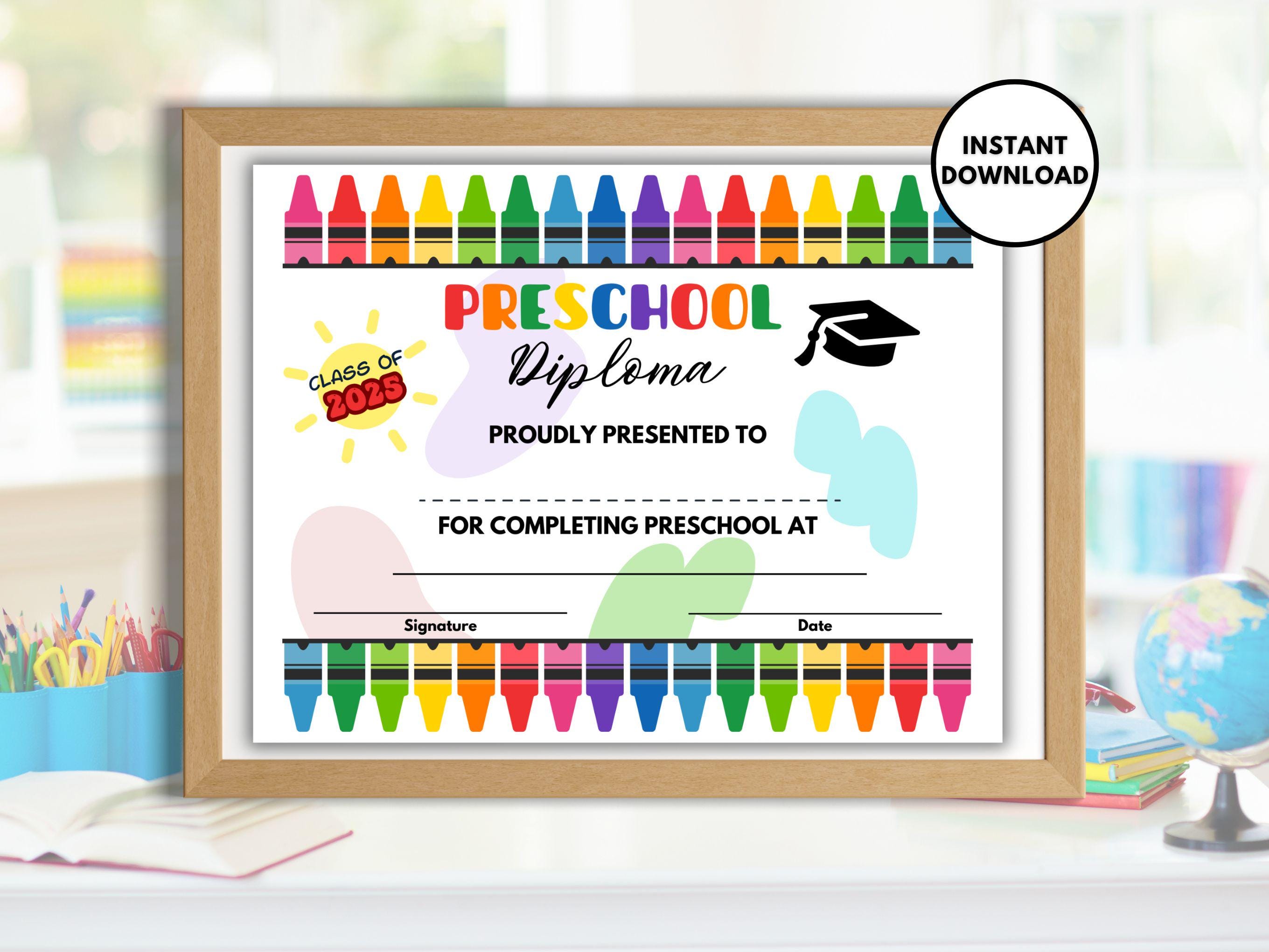 2025 Preschool Graduation Diploma, Preschool Diploma Printable ...