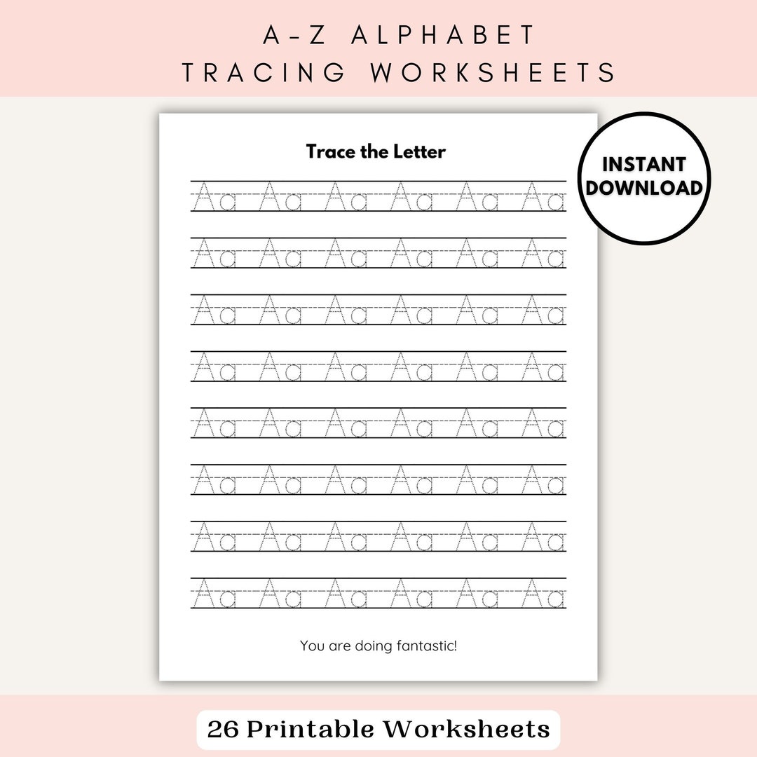 Hojas de trabajo del alfabeto A-Z / Calco de letras mayúsculas - Etsy ...