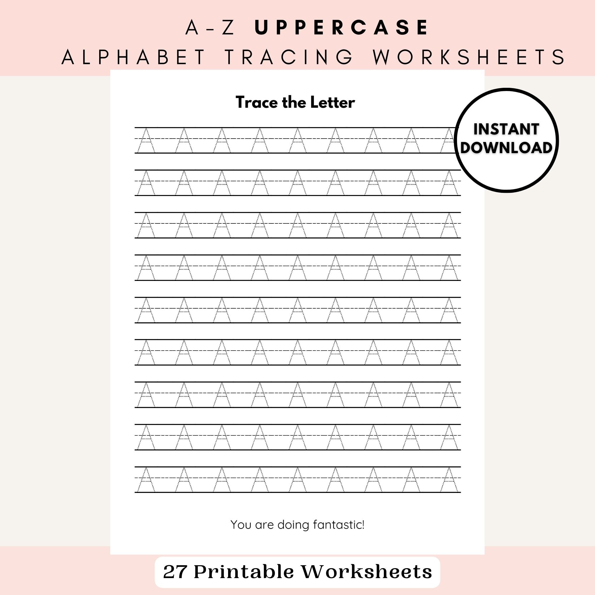 A-Z Alphabet Worksheets Printable UPPERCASE Letter Tracing - Etsy