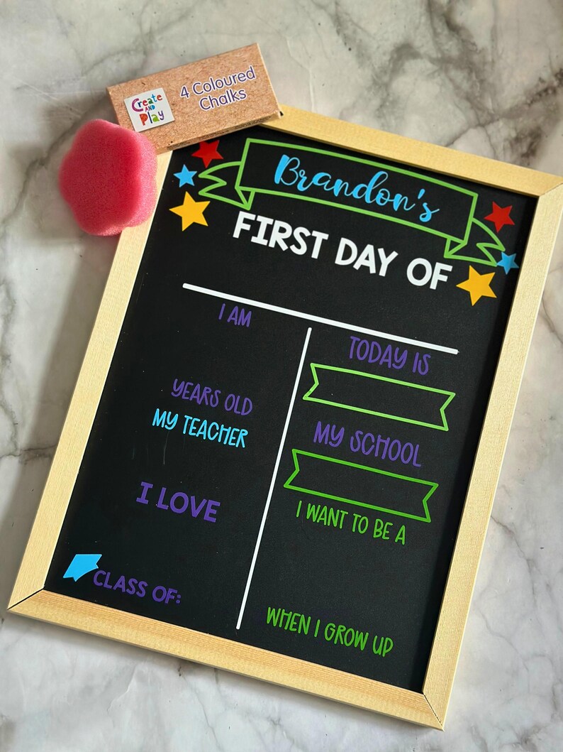 First Day Chalkboard - First Day of School - Nursery - Starting School ...