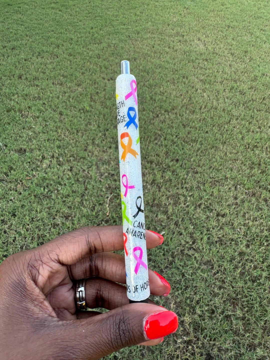 Cancer Awareness Glitter Pen Gel Pen Refillable Pen Etsy