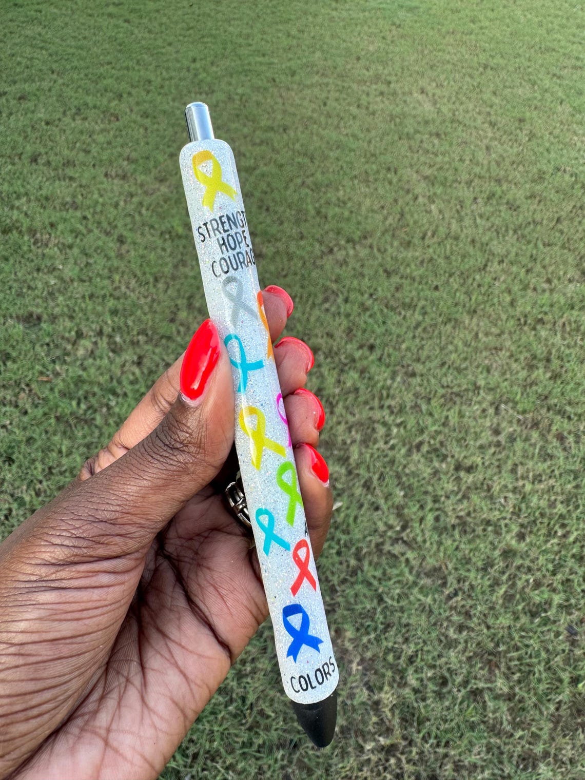 Cancer Awareness Glitter Pen Gel Pen Refillable Pen Etsy