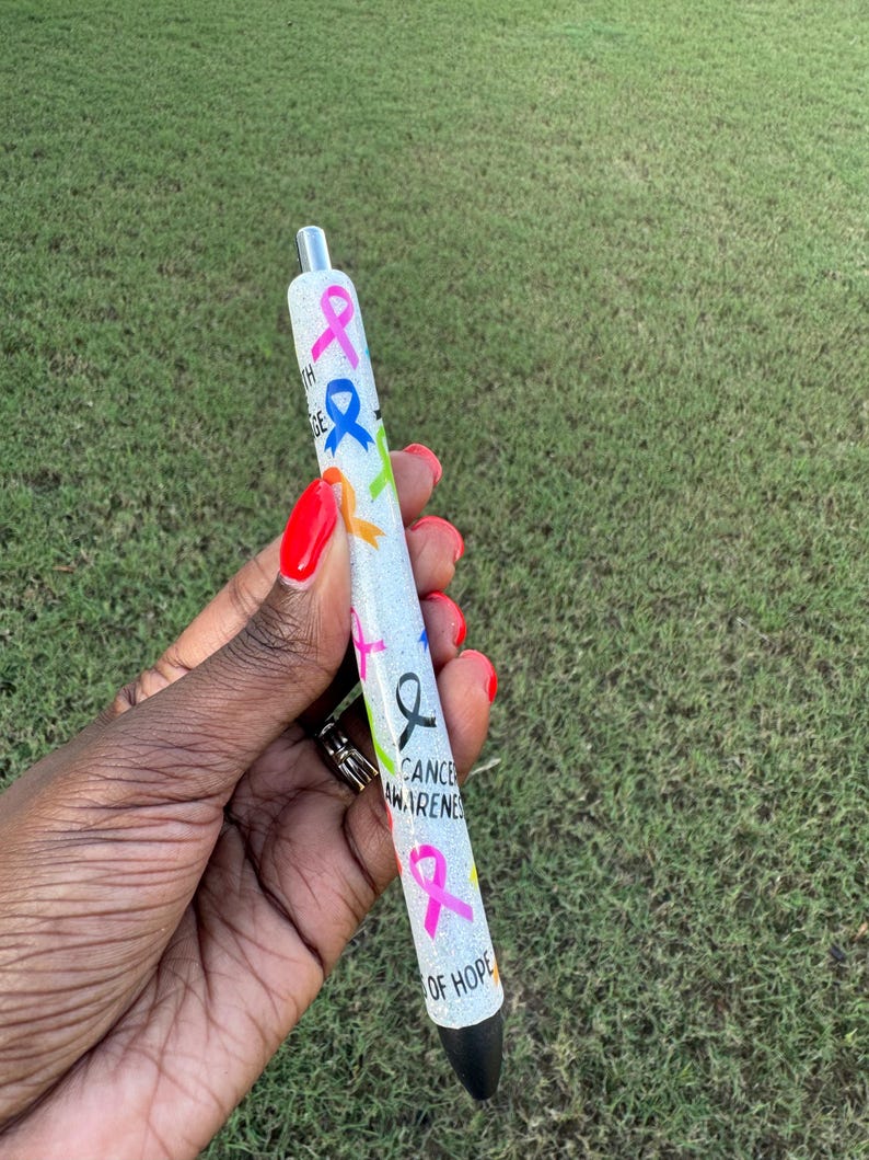Cancer Awareness Glitter Pen Gel Pen Refillable Pen Etsy