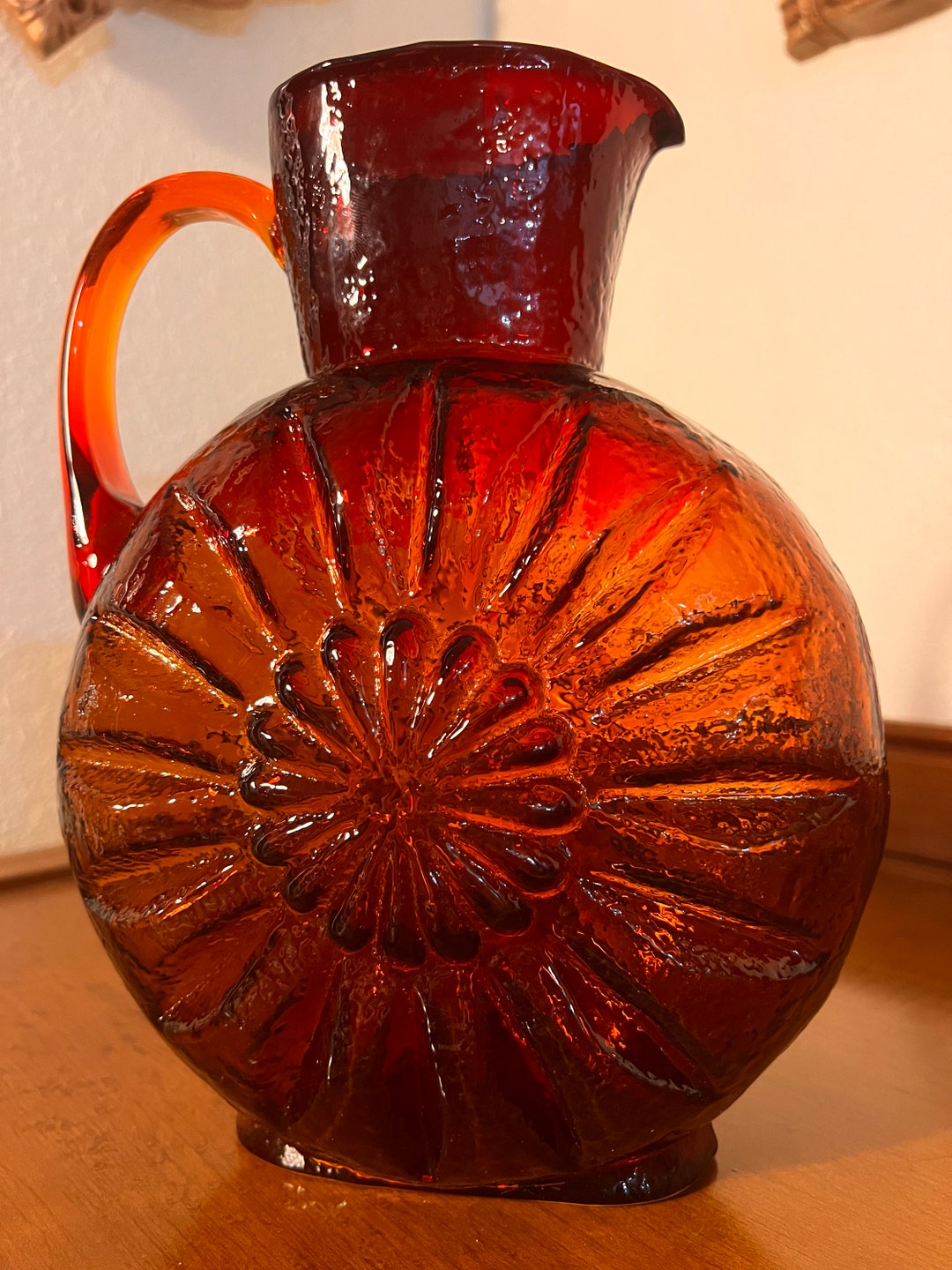 Vintage Blenko Sunflower Pitcher - Etsy