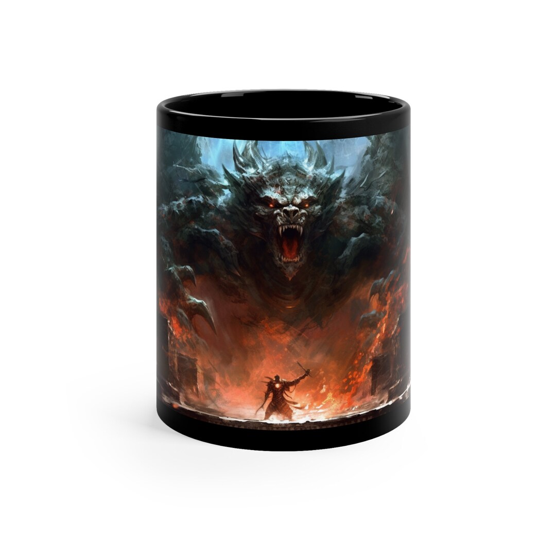 Warrior Encounter Black or White Coffee Mug Tabletop RPG Dungeons and ...