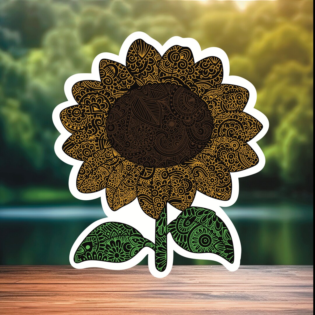 Zentangle Sunflower Sticker - Etsy