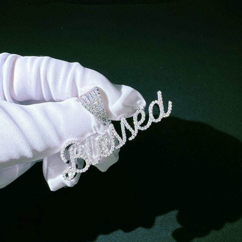 BLESSED Diamond Tennis Chain and Diamond Pendant - Etsy