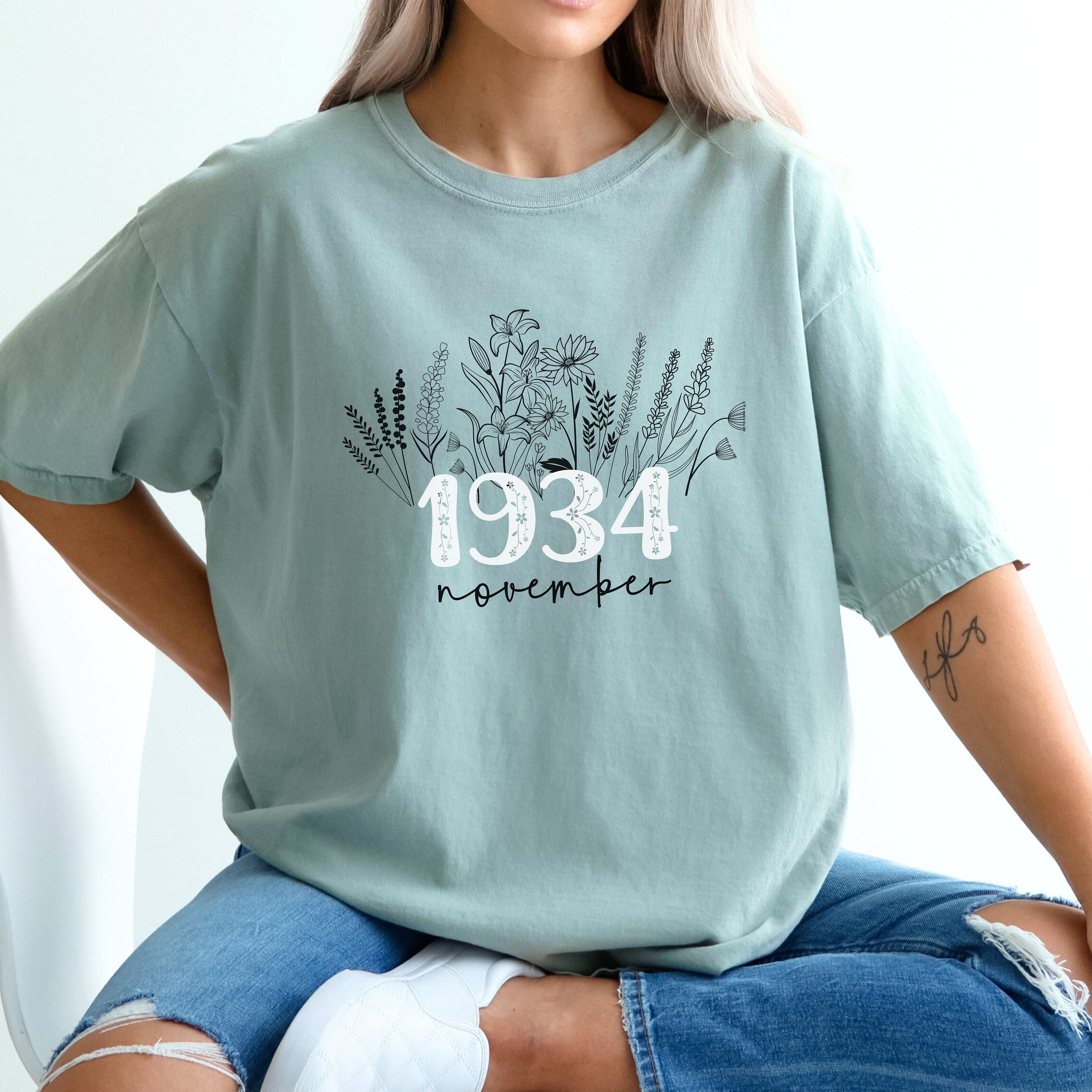 Custom Floral Birthday Shirt, Vintage 1935 Custom Colors® Birth Month ...
