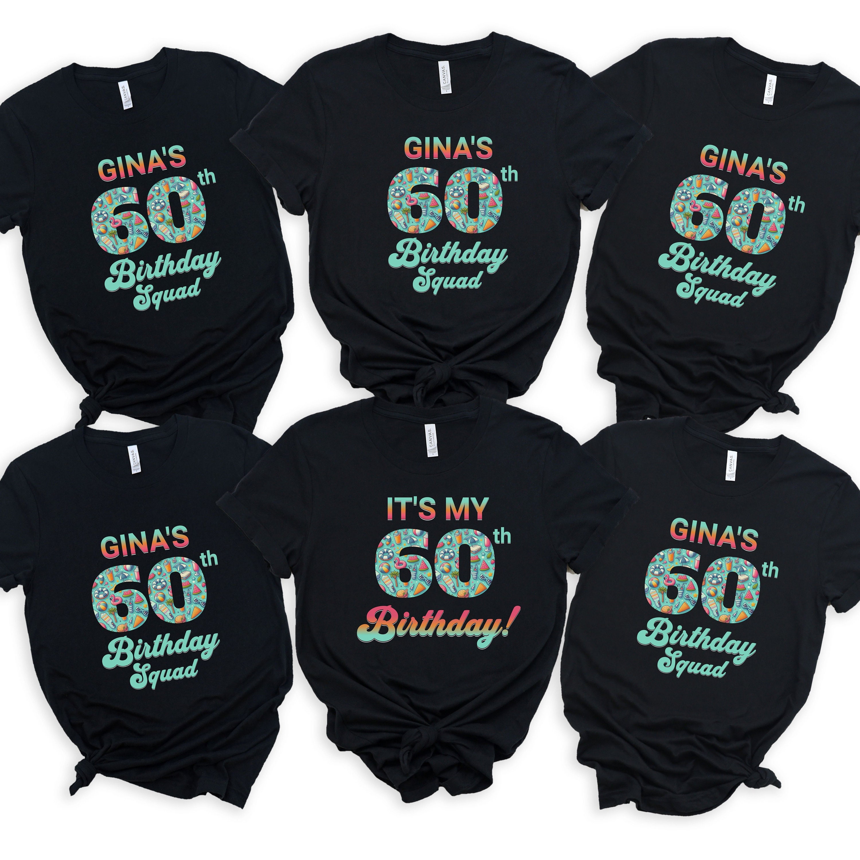 Custom 60th Birthday Party Shirts, Matching Beach Birthday Crew T ...