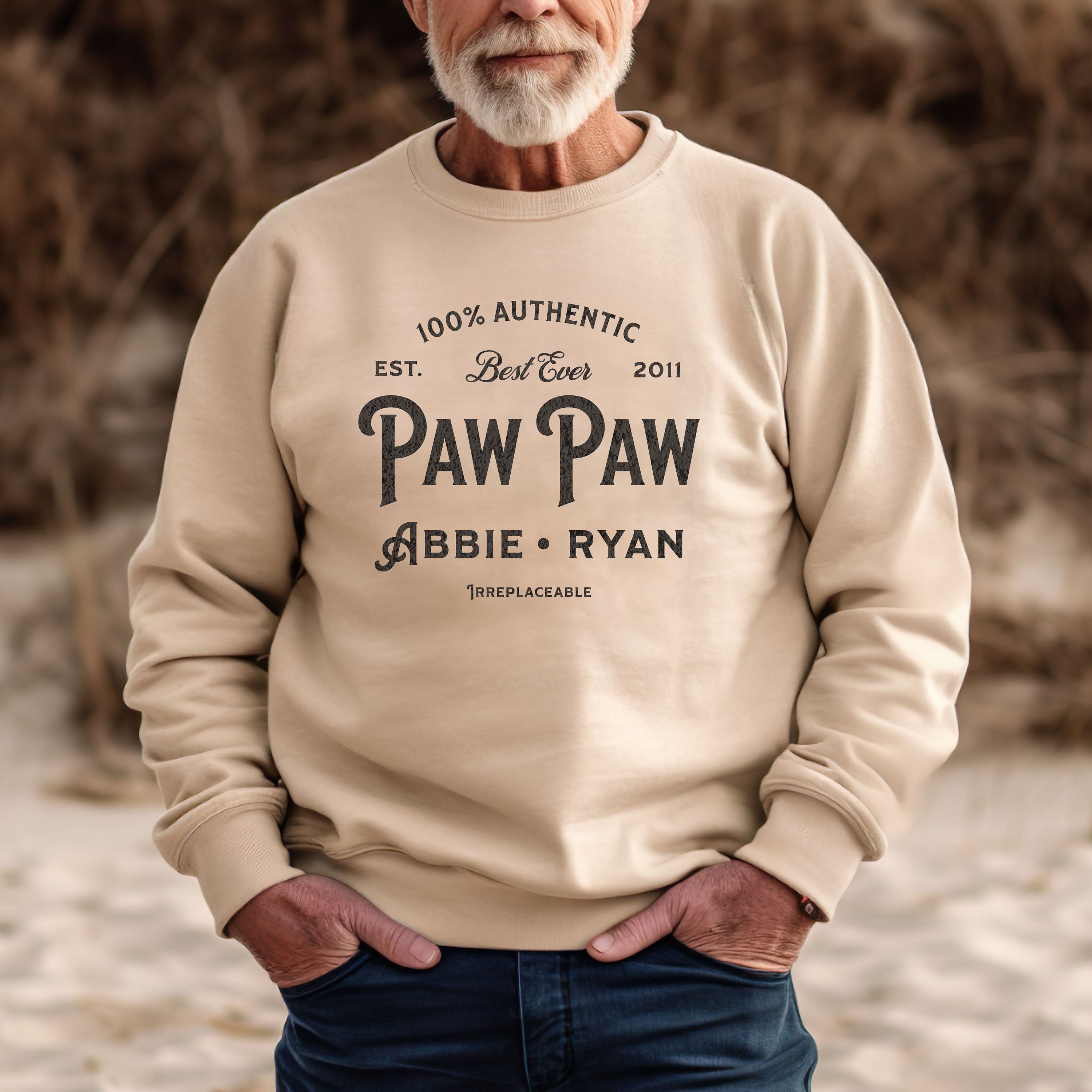 Custom Paw Paw Sweatshirt, Sweater for Grandpa Gift, Personalized Shirt ...