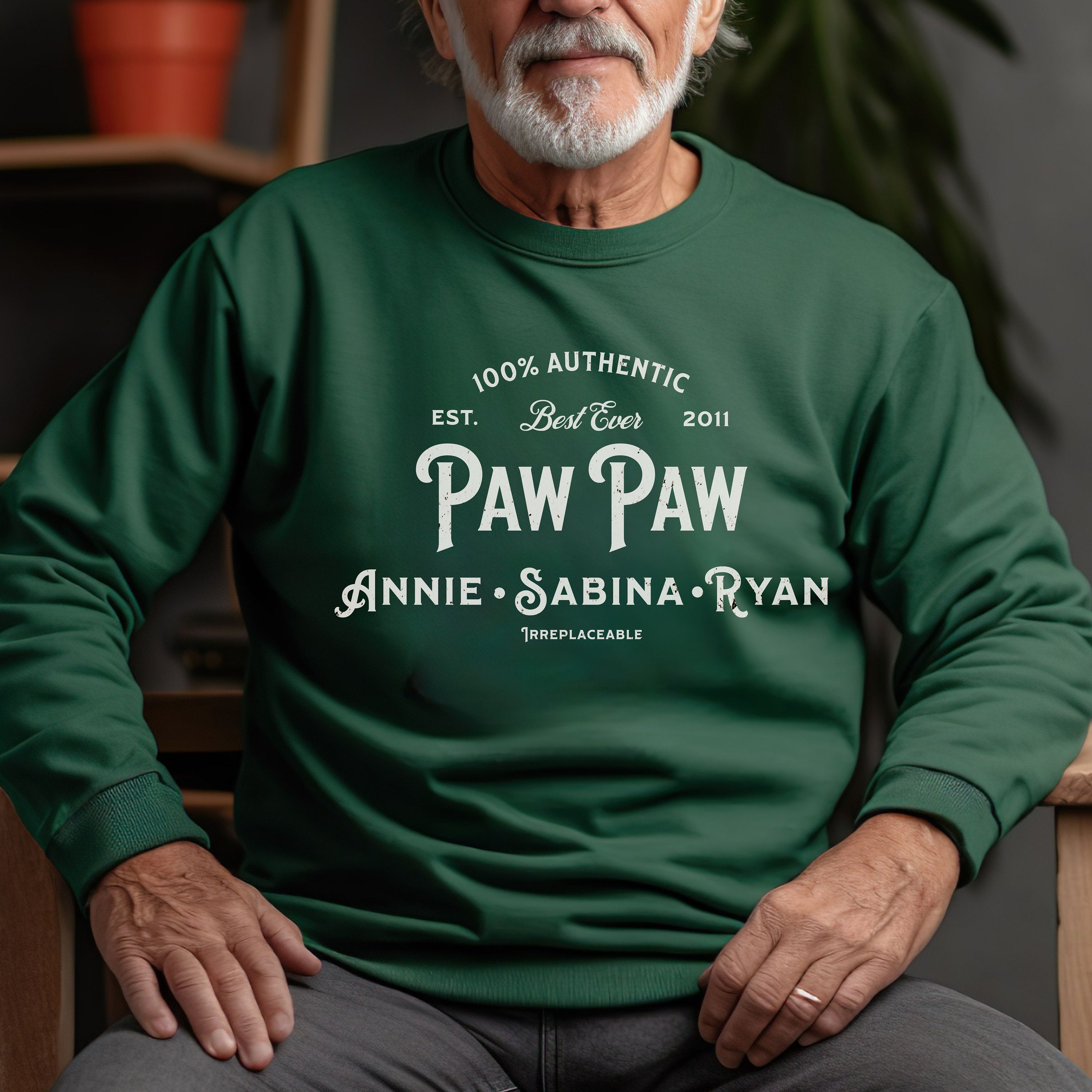 Custom Paw Paw Sweatshirt, Sweater for Grandpa Gift, Personalized Shirt ...